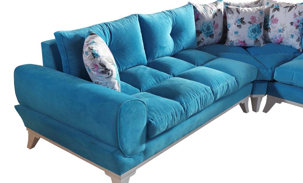 Living room - Karmen Turquoise Corner Sofa Set, | Turkish Corner Sets