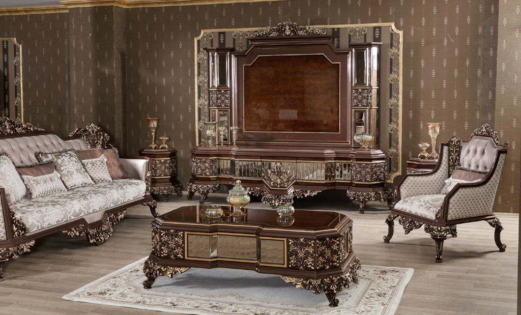 Chateau Walnut Classic Sofa Set, Sofa Set, Classic Sofa Set, | Turkish ...